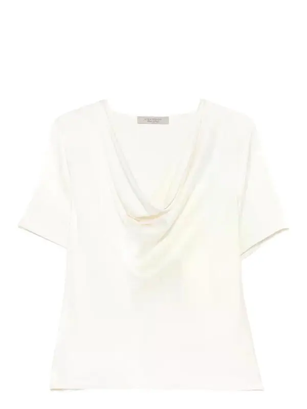 D.exterior Scoop-neck Short-sleeve Top - Neutrals