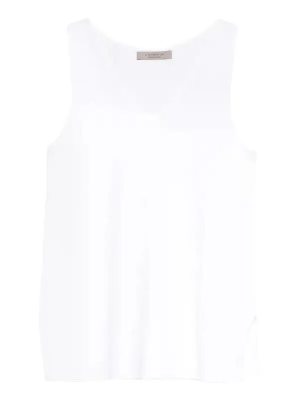 D.exterior V-neck Sleeveless Top - White