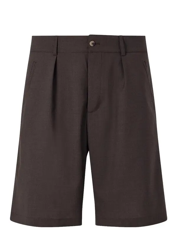 De Bonne Facture Naturalist Straight-leg Wool Shorts - Brown