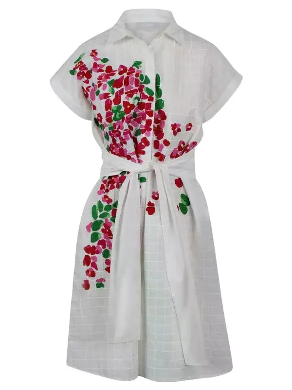 MII Floral-print Belted Dress - White