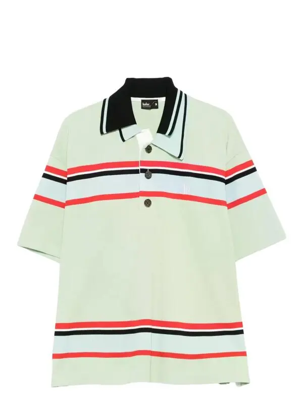 Kolor Striped Short-sleeve Polo Shirt - Green