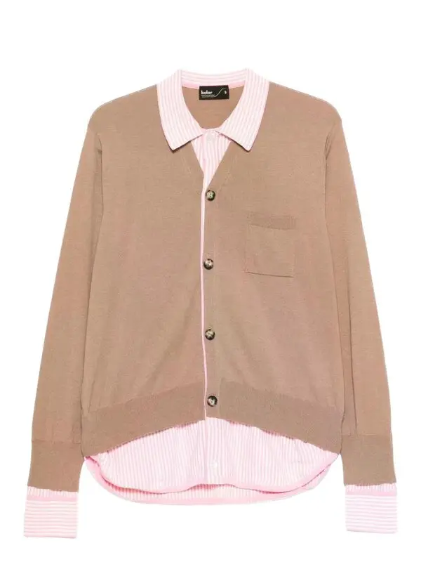 Kolor Pocket Double-layer Knit Cardigan - Neutrals