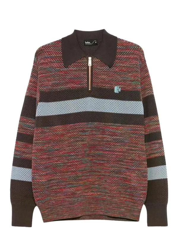 Kolor Striped Quarter-zip Sweater - Brown