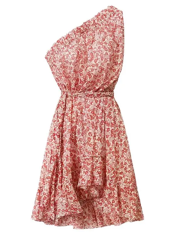 MARANT ETOILE Estella One-shoulder Floral-print Dress - Red