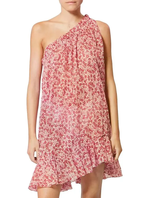 MARANT ETOILE Estella One-shoulder Floral-print Dress - Red