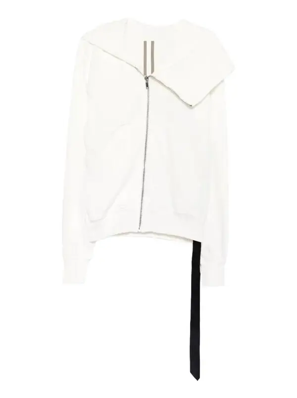 Rick Owens Wide Collar Zip-up Hoodie - White