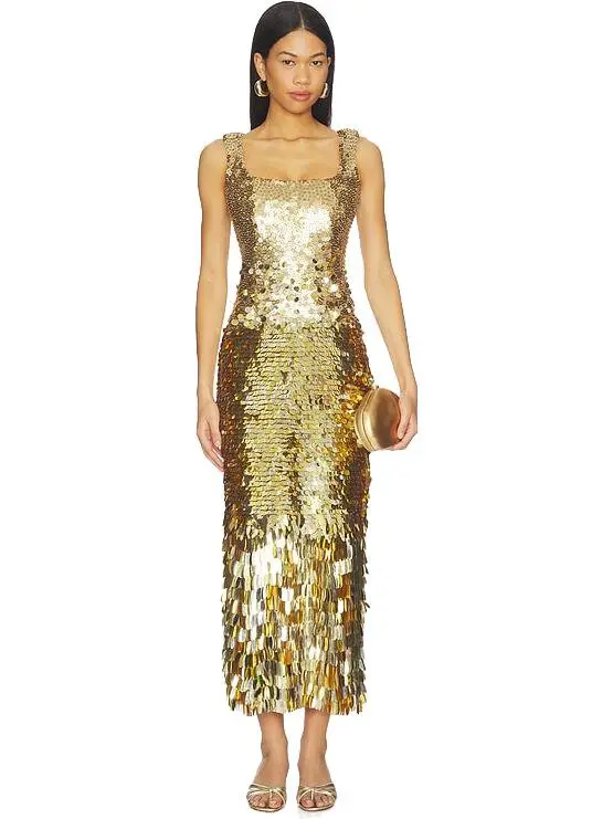 Rachel Gilbert Remy Metallic Dress - Gold