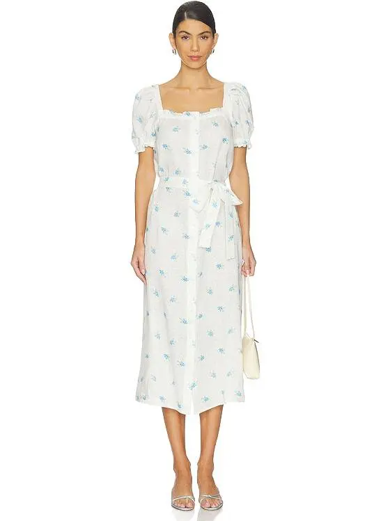Sleeper Brigitte Linen Midi Dress - Linum