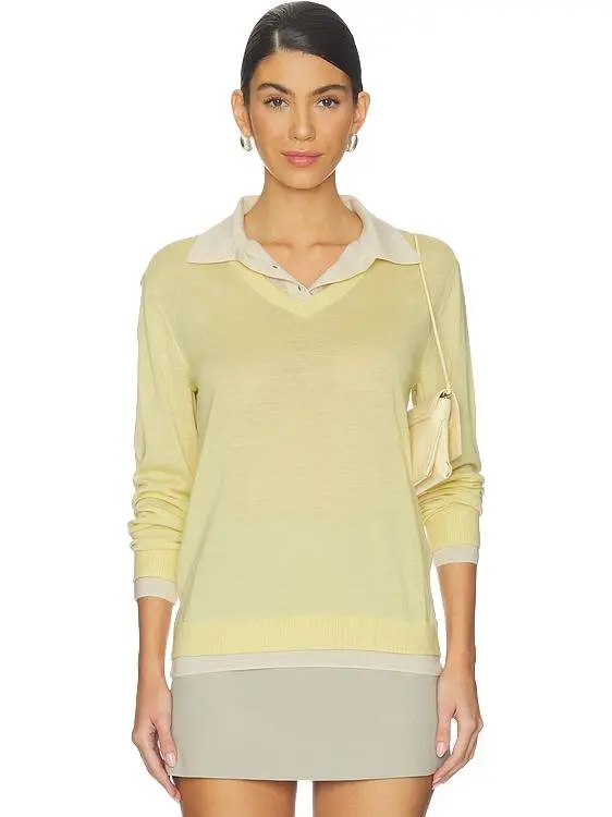 Rag & Bone Anne Long Sleeve Layered Polo - Butter