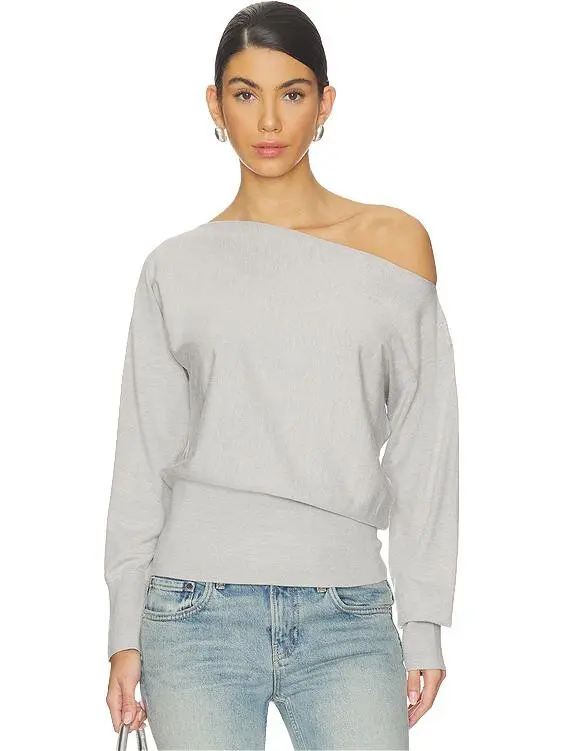 NIA Sabina One Shoulder Sweater - Heather Grey