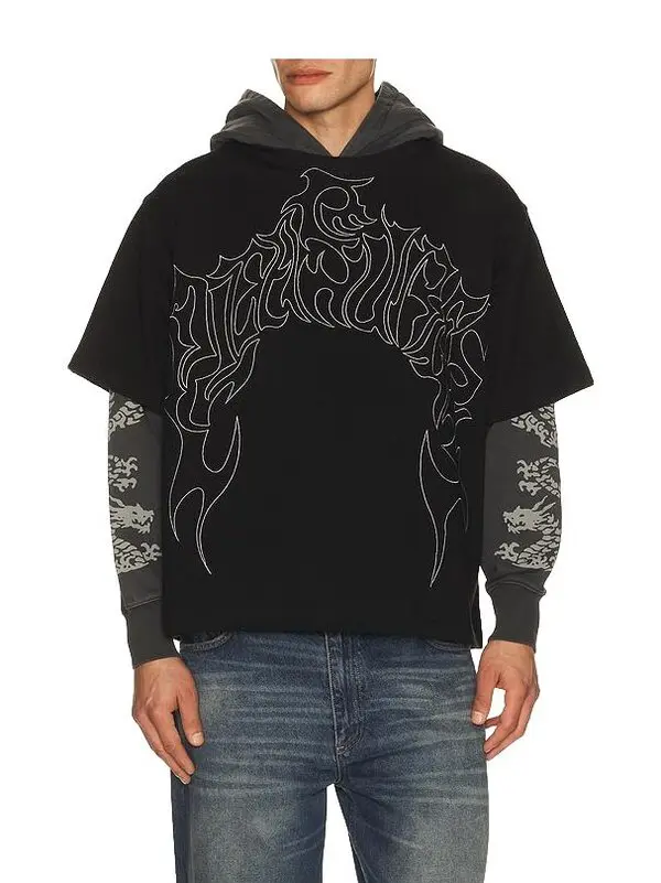 PLEASURES Dragon Layered Hoodie - Faded Black