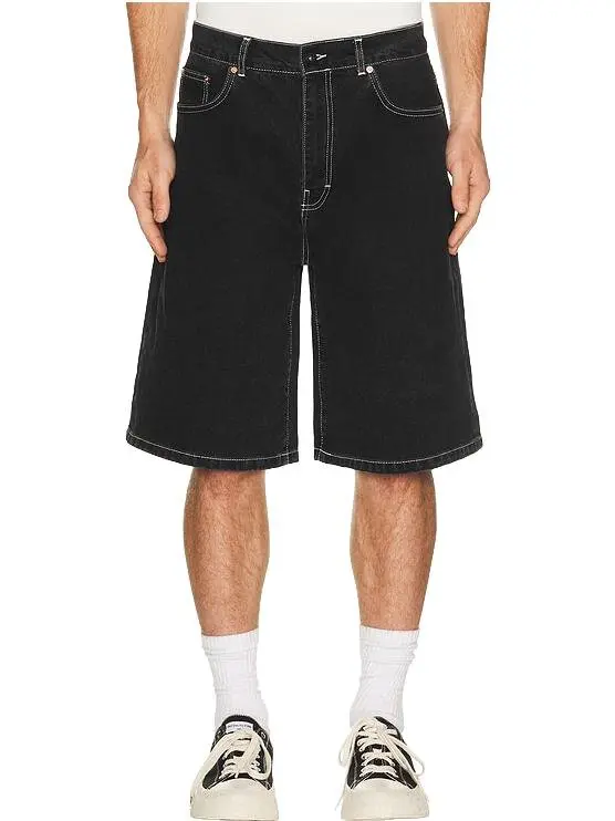 STAN RAY Wide Shorts - Washed Black Denim
