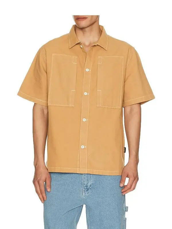 STAN RAY Short Sleeve Painter Shirt In Brown - Apple Cinnamon Canvas