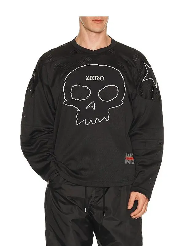 PLEASURES X Zero Skateboards Jamie Hockey Jersey - Black