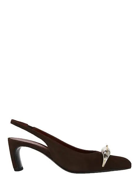 Tory Burch Pierced Xl Slingback Pump - Dark Cocoa