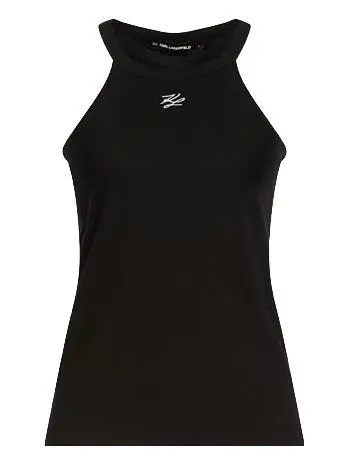Karl Lagerfeld Tank Top With Embroidered Logo - Black