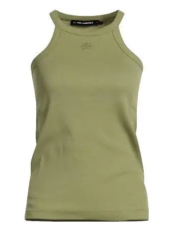 Karl Lagerfeld Tank Top With Embroidered Logo - Military Green