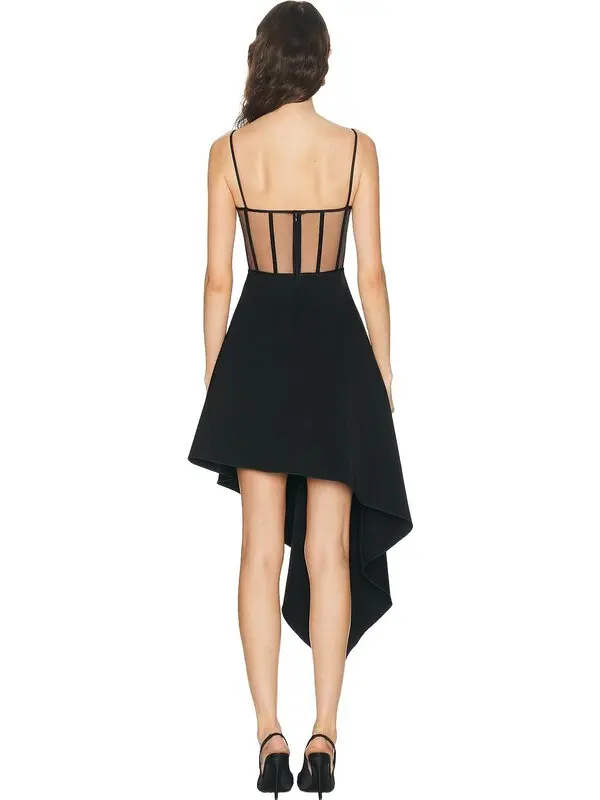 David Koma Bustier Top Asymmetric Skirt Midi Dress - Black