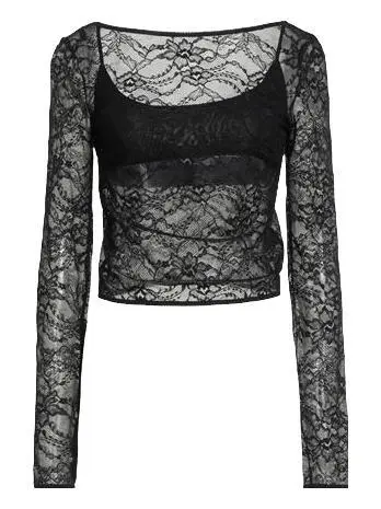 Patrizia Pepe Lace Crop Top With Open Back - Black