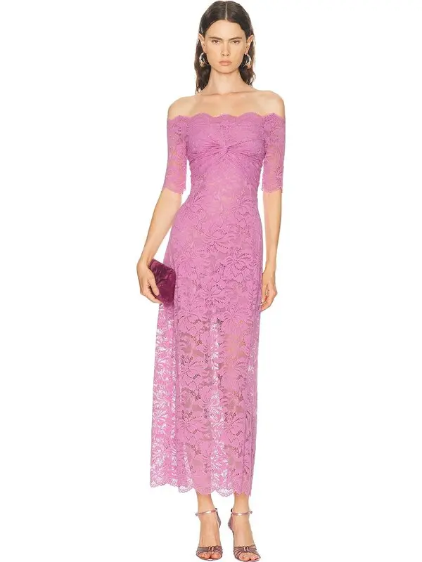 Rabanne Off-the-shoulder Lace Maxi Dress - Camelia Pink