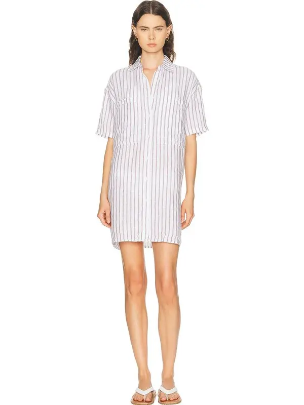 LEFT ON FRIDAY Getaway Shirt Mini Dress - Stormy & Coconut