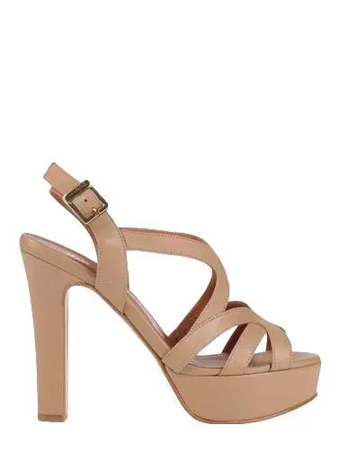 BALDININI Leather Ankle Strap Sandals - Beige