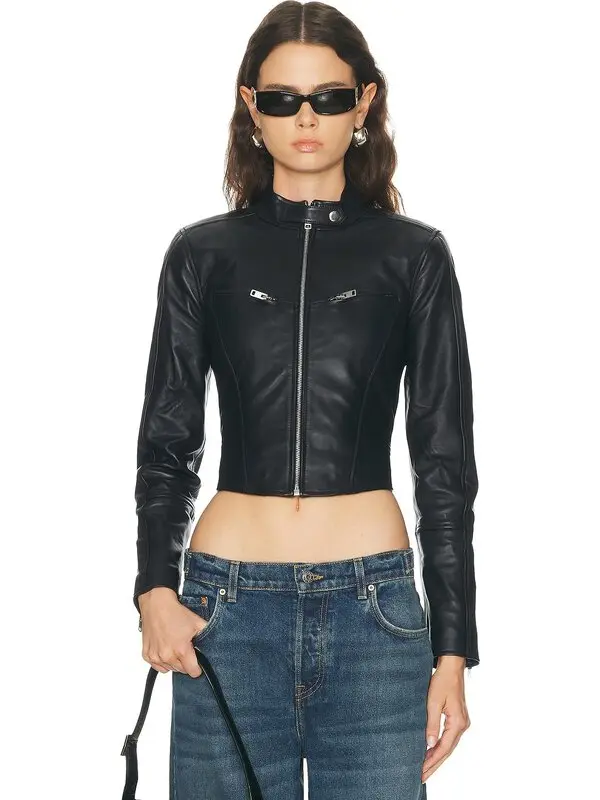 GRLFRND Danica Leather Racer Jacket - Black