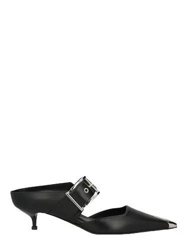 Alexander McQueen Calfskin Mules With Metal Detailing - Black