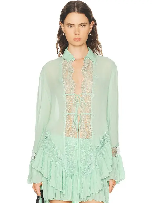Blumarine Long Sleeve Top - Green Lily