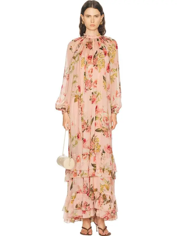 Hemant & Nandita Ayla Floral Maxi Dress - Peach