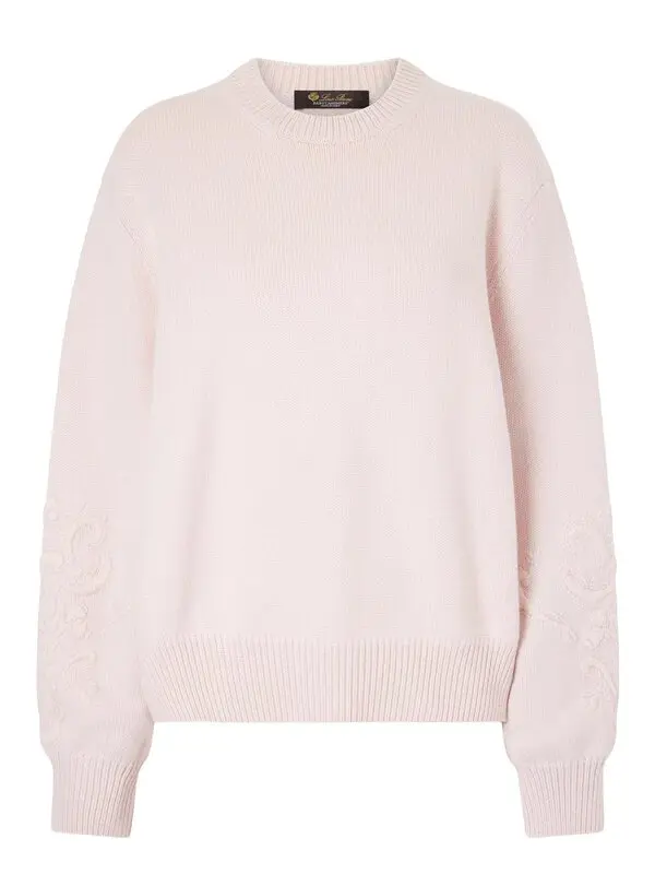 Loro Piana Embroidered Cashmere Sweater - Pink