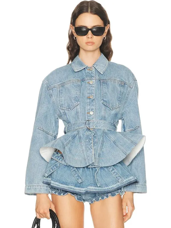 AKNVAS Alex Peplum Jacket - Sky Blue Denim