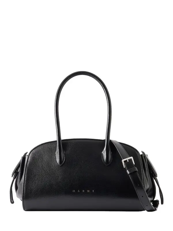Marni Tulipea Textured-leather Shoulder Bag - Black