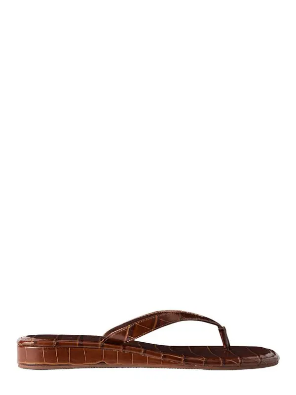 LOEFFLER RANDALL Lina Croc-effect Leather Thong Sandals - Brown