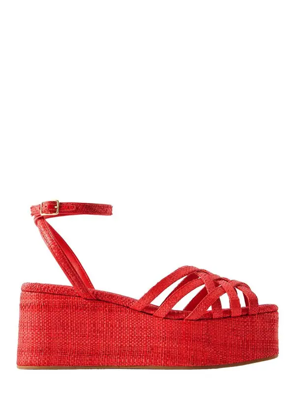 LOEFFLER RANDALL Channing Raffia Platform Sandals - Red