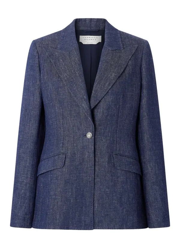 Gabriela Hearst Levia Darted Linen-chambray Blazer - Blue
