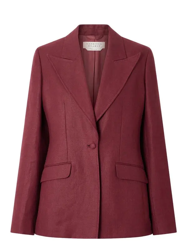 Gabriela Hearst Levia Linen-twill Blazer - Burgundy
