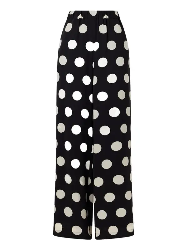 Junya Watanabe Polka-dot Georgette Wide-leg Pants - Black