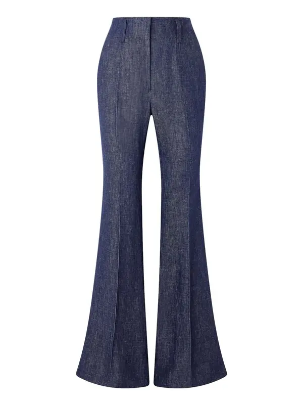 Gabriela Hearst Rhein Linen-chambray Flared Pants - Blue