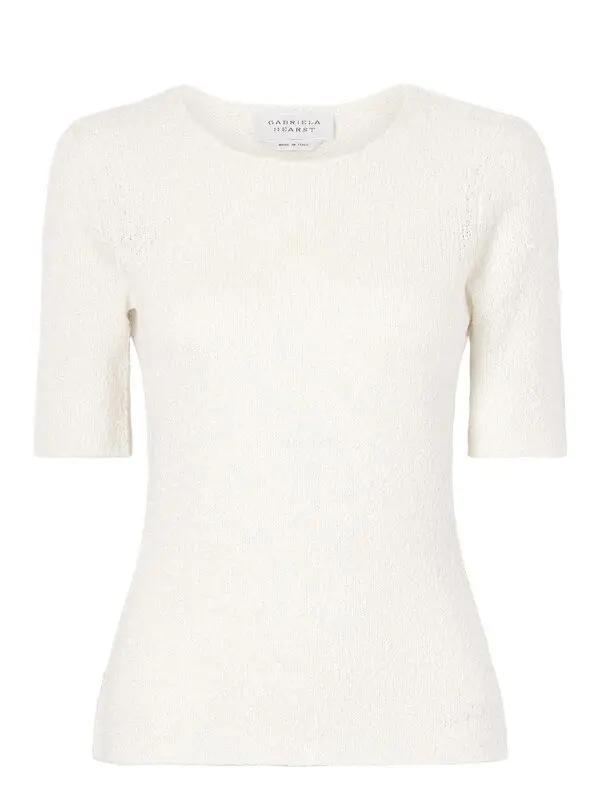 Gabriela Hearst Valentia Knitted Silk T-shirt - Neutrals