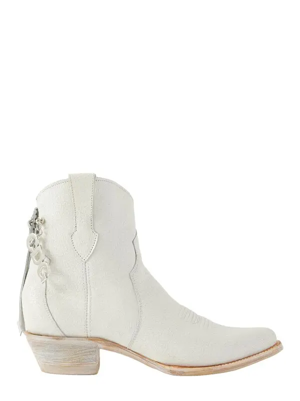 Comme Des Garçons X Mexicana Cracked-leather Boots - White