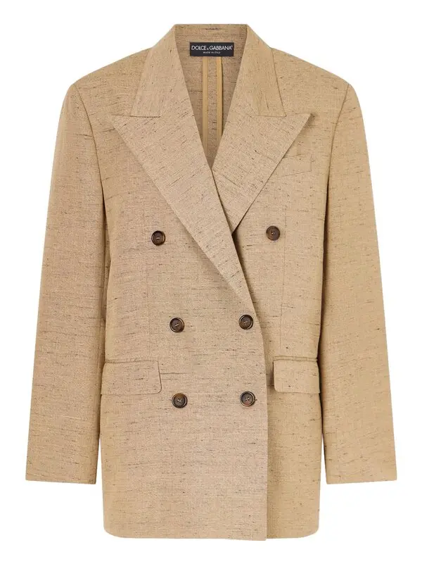 Dolce & Gabbana Double-breasted Oversized Woven Blazer - Neutrals
