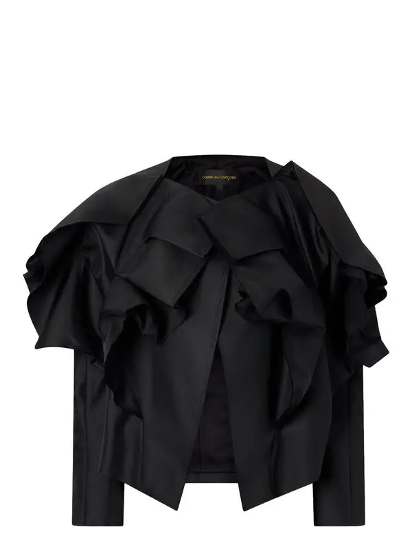 Comme Des Garçons Ruffled Frayed Gabardine Jacket - Black