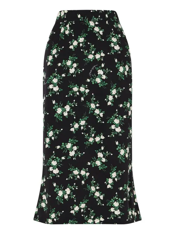 Dolce & Gabbana Floral-print Satin Midi Skirt - Black