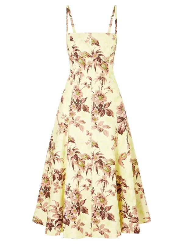Cara Cara Gimlet Floral-print Linen Maxi Dress - Yellow