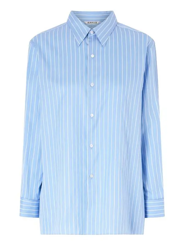 Auralee Striped Cotton And Silk-blend Shirt - Blue