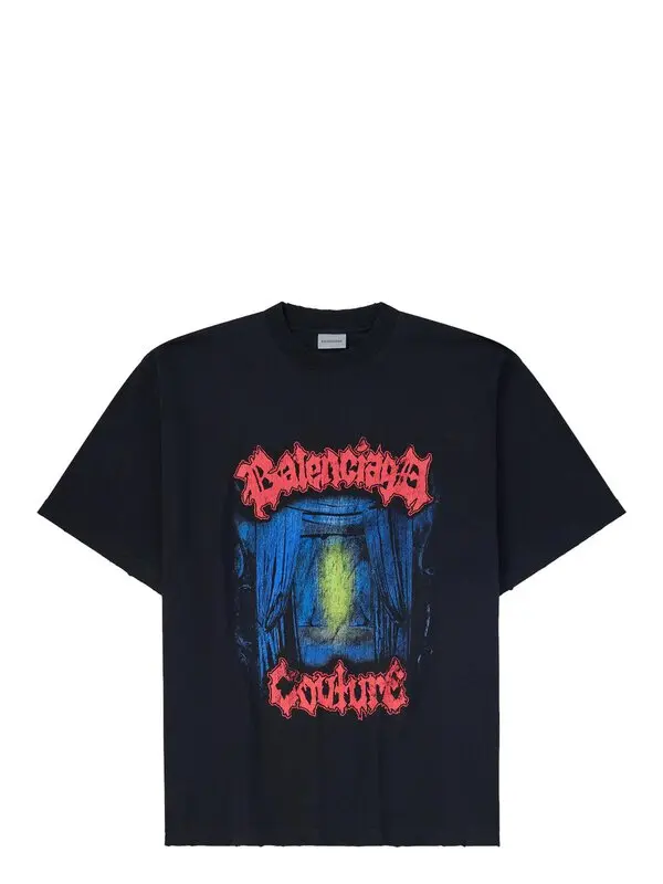 Balenciaga Oversized Logo-print Cotton-jersey T-shirt - Black