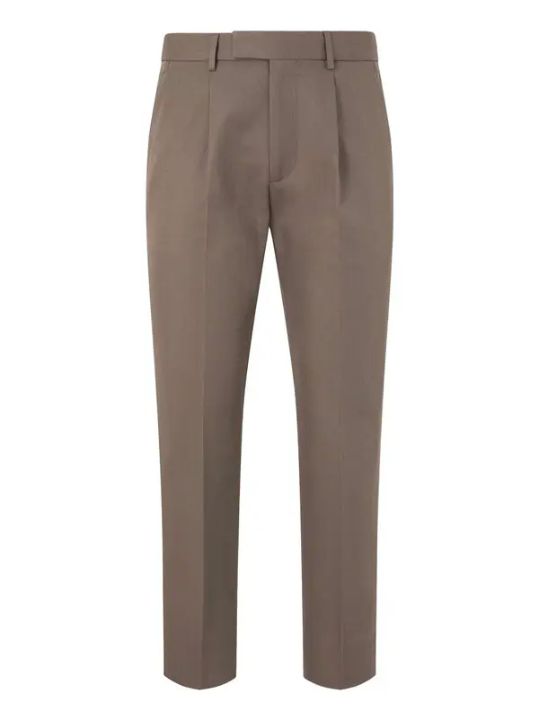 Zegna Cotton And Linen-blend Trousers - Taupe