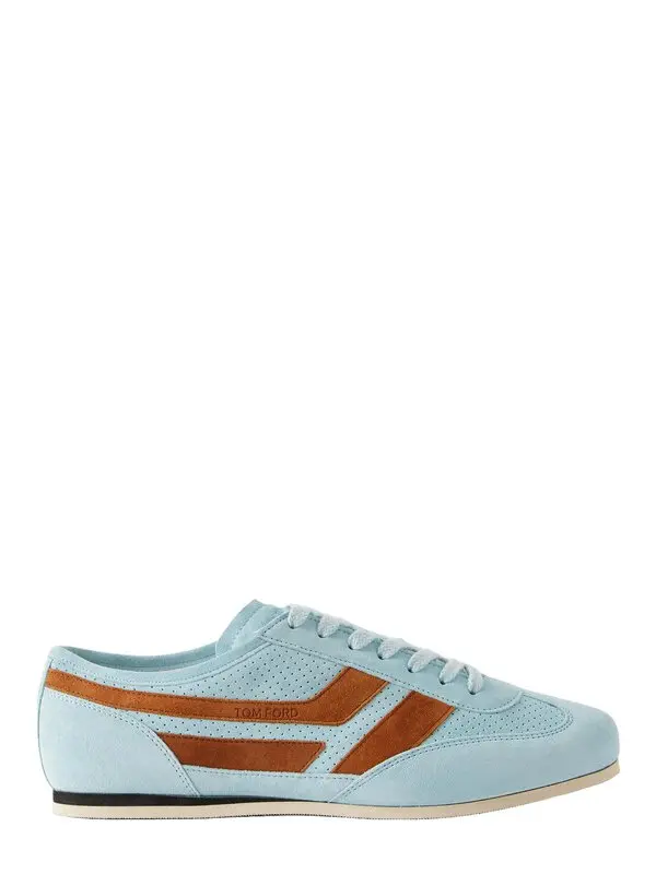 TOM FORD Brook Perforated Suede Sneakers - Blue