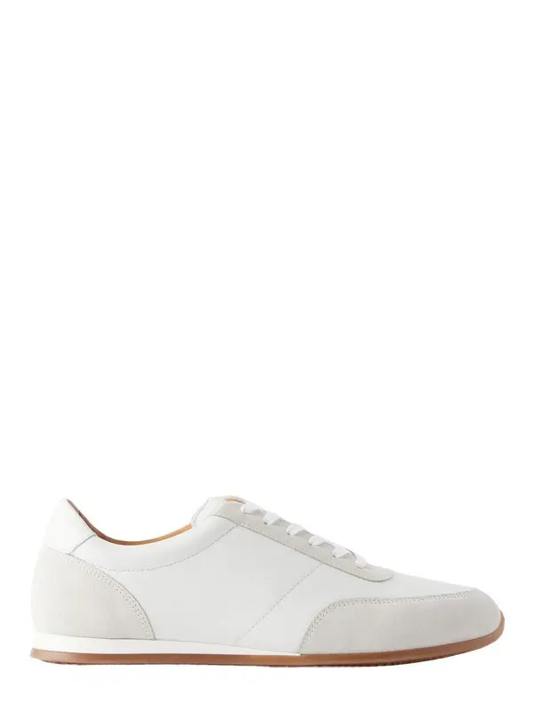 Mr P. Suede-trimmed Leather Sneakers - Neutrals